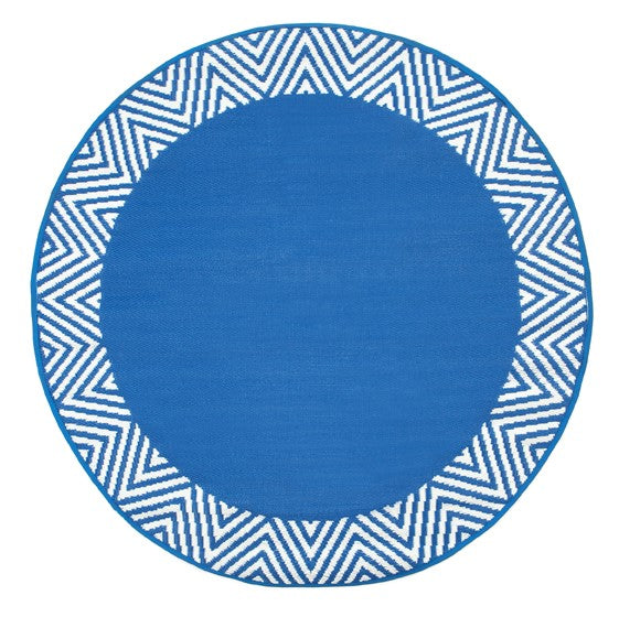 Olympia Blue Reversible Round Outdoor Rug